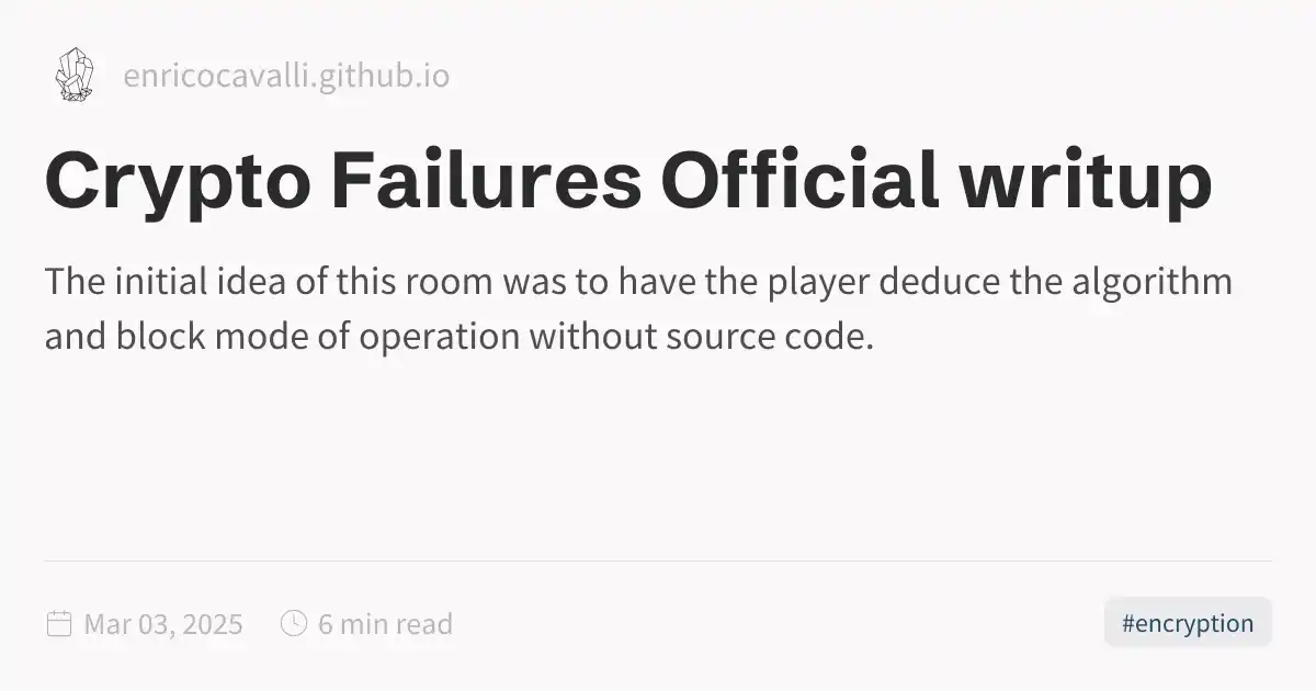 Crypto Failures Official writup