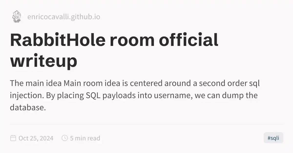 RabbitHole room official writeup