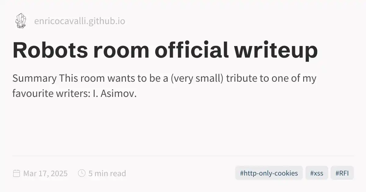 Robots room official writeup